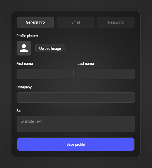 3 Tab Profile Form | Free Webflow Component